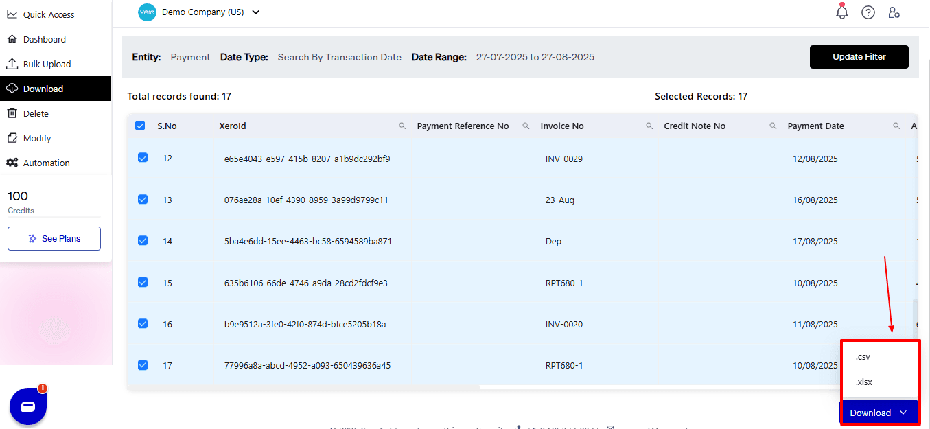 How to Export Payments in Xero