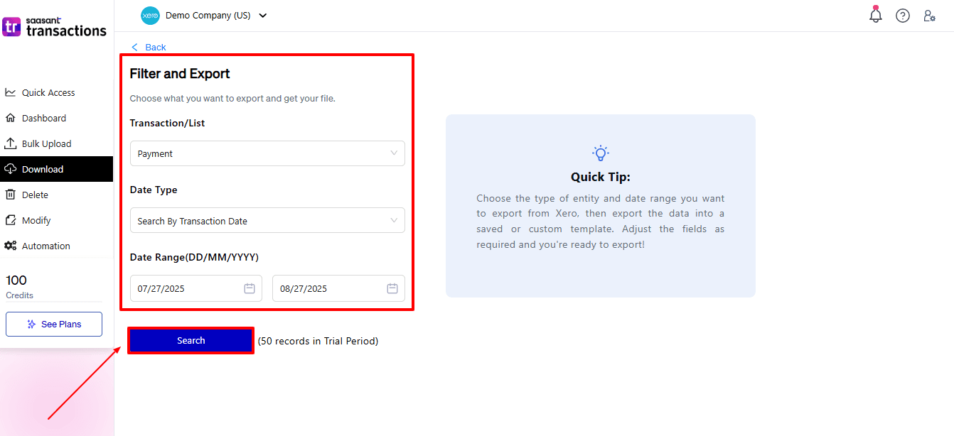 How to Export Payments in Xero