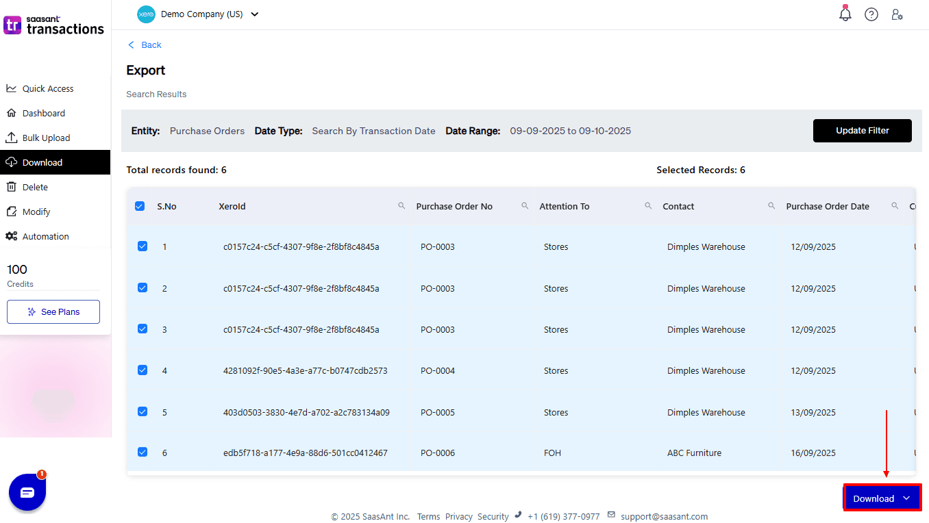 How to Export Purchase Order in Xero