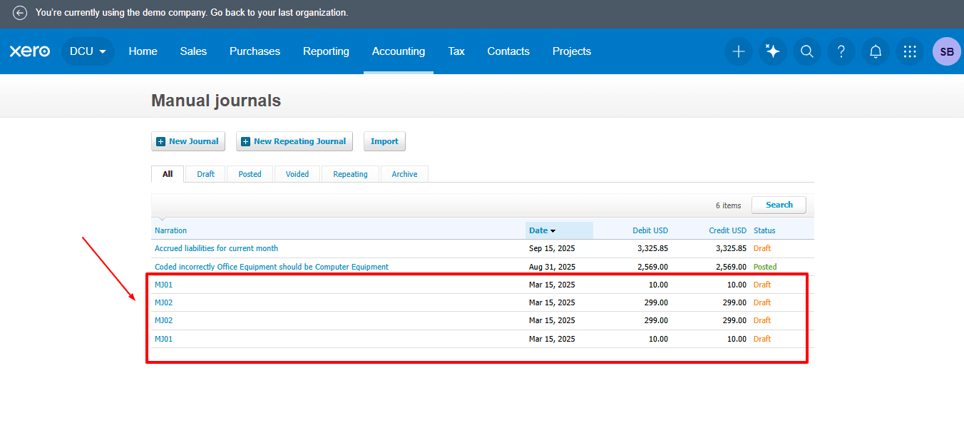 How to Import Journal Entry in Xero