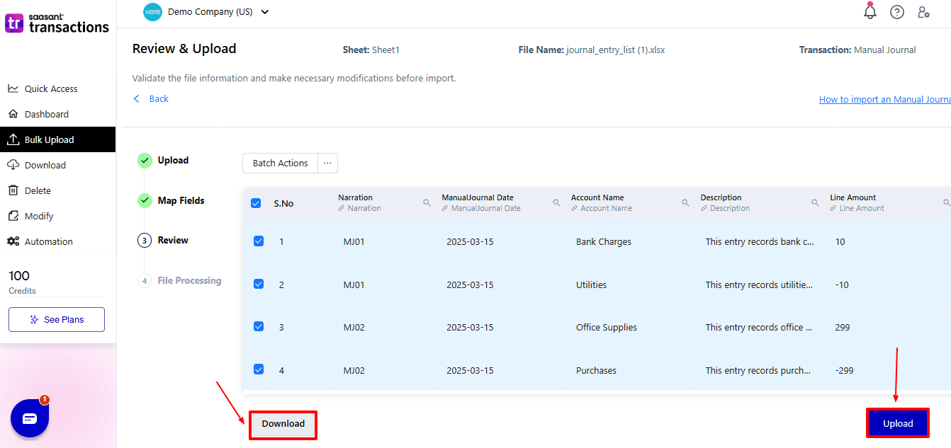 How to Import Journal Entry in Xero